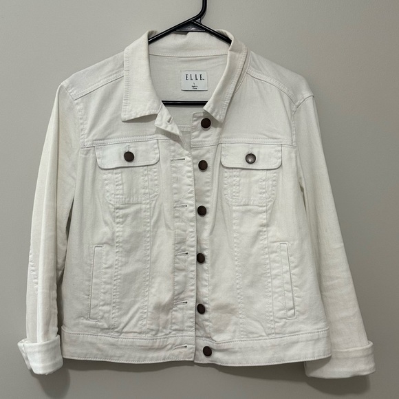 Elle | Jackets & Coats | Elle White Denim Jacket Large | Poshmark